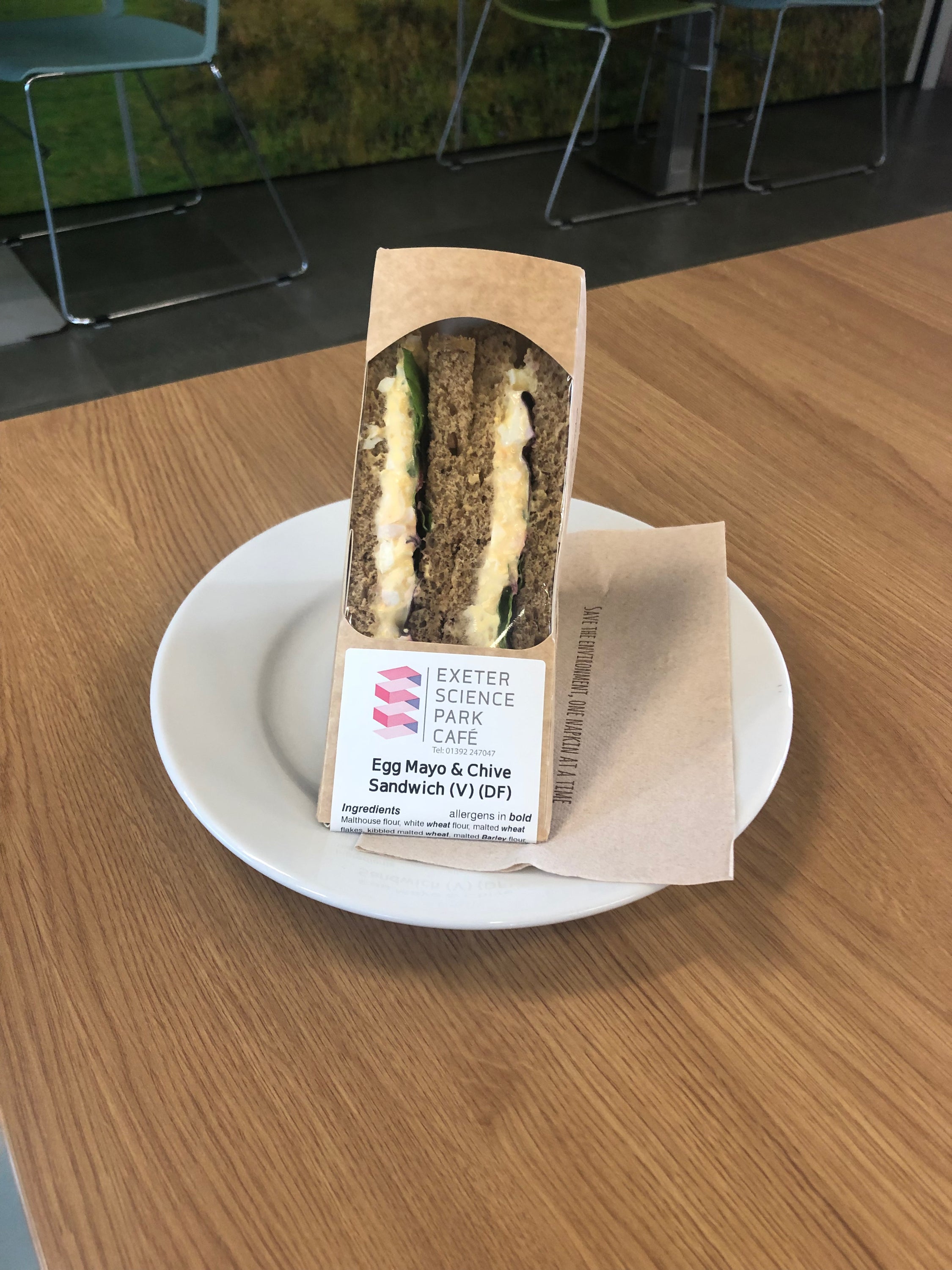 Egg Mayo & Chive Sandwich (V) (DF) | Exeter Science Park Cafe